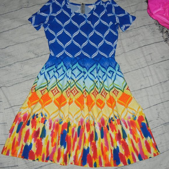 LuLaRoe | Dresses | Major Unicorn Lularoe Xl Rainbow Amelia | Poshmark